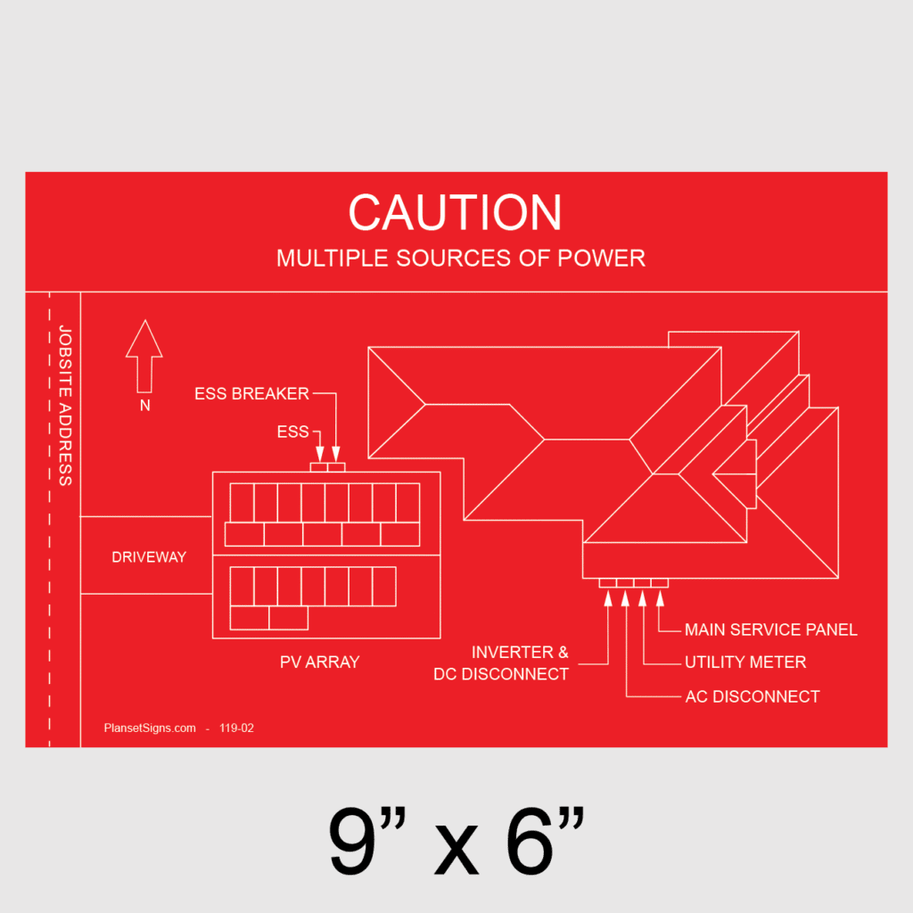 119-02 Solar Facility Map Placard (9 x 6) - Planset Signs